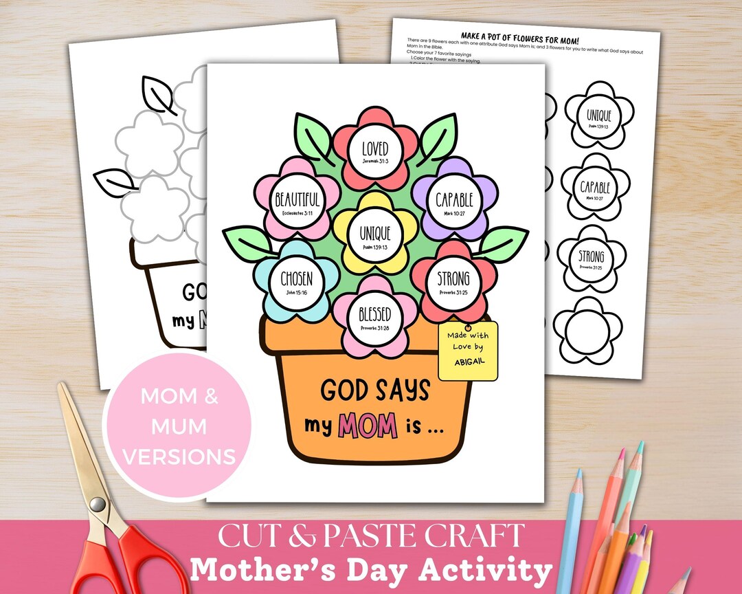 God Says My Mom is Mother’s Day Sunday School Craft, Mother’s Day ...