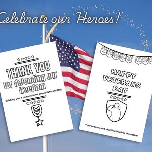 Happy Veterans Day Coloring Card, Thank You Veterans Day Craft ...