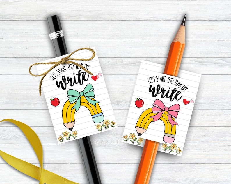 Back to School Pencil Holder Gift Tag, Happy First Day of School Pencil ...