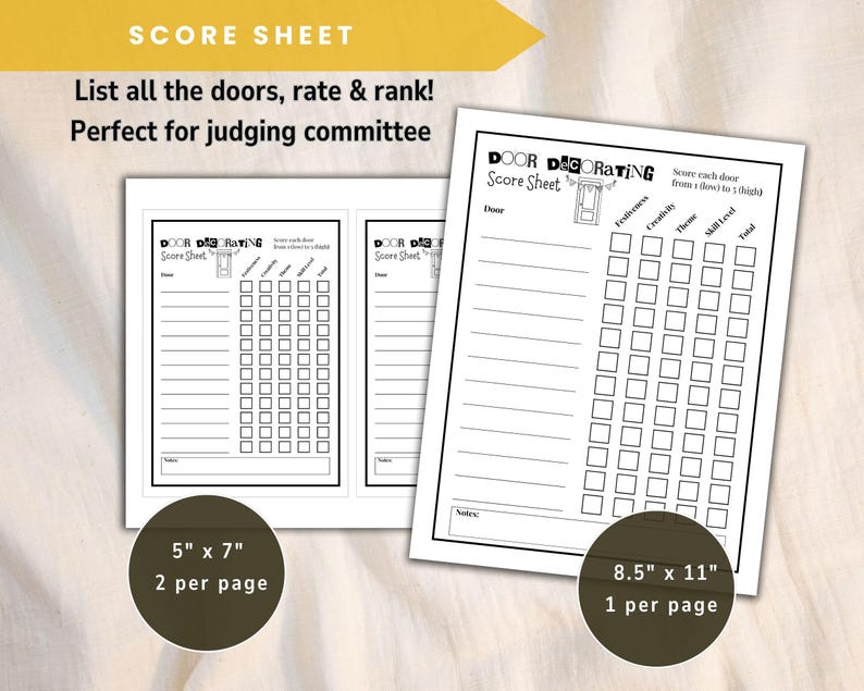 Door Decorating Score Card, Classroom Door Decorating Contest Ballot ...