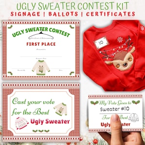 Ugly Christmas Sweater Contest Printable Awards, Christmas Award ...