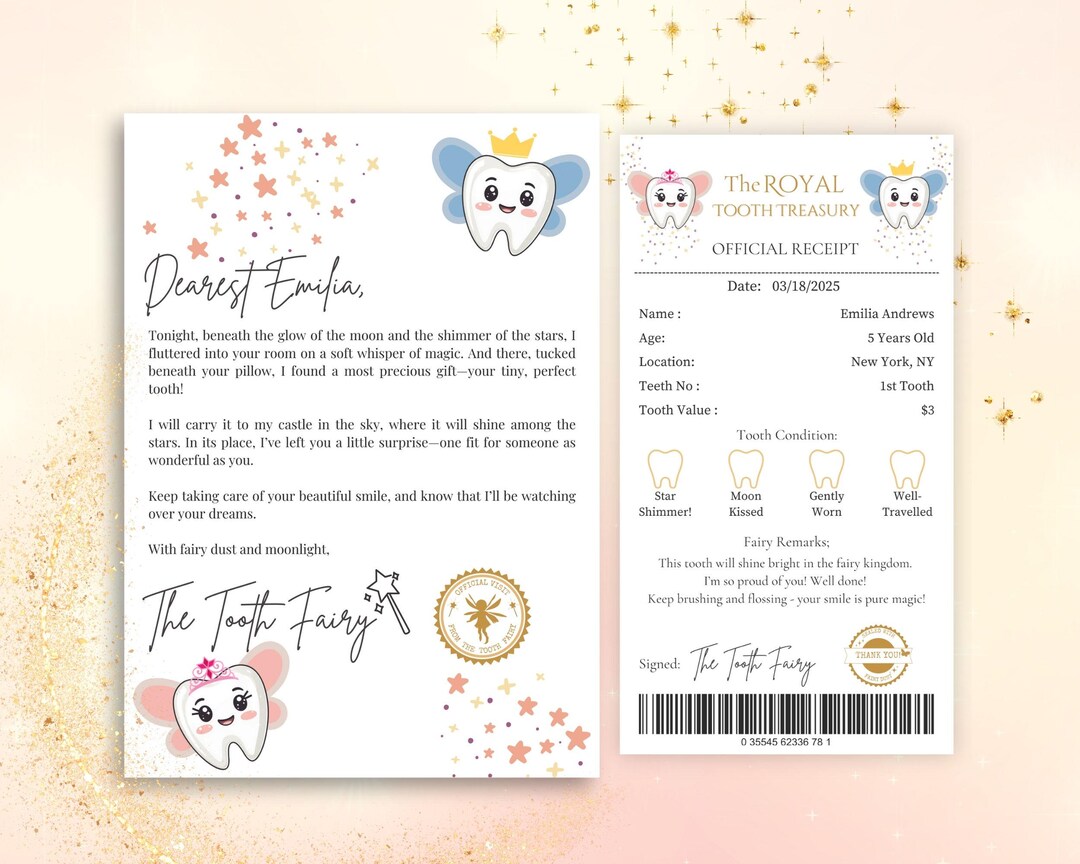 Tooth Fairy Letter, Tooth Fairy Receipt, Editable Tooth Fairy Note ...