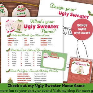 Ugly Christmas Sweater Contest Printable Awards, Christmas Award ...