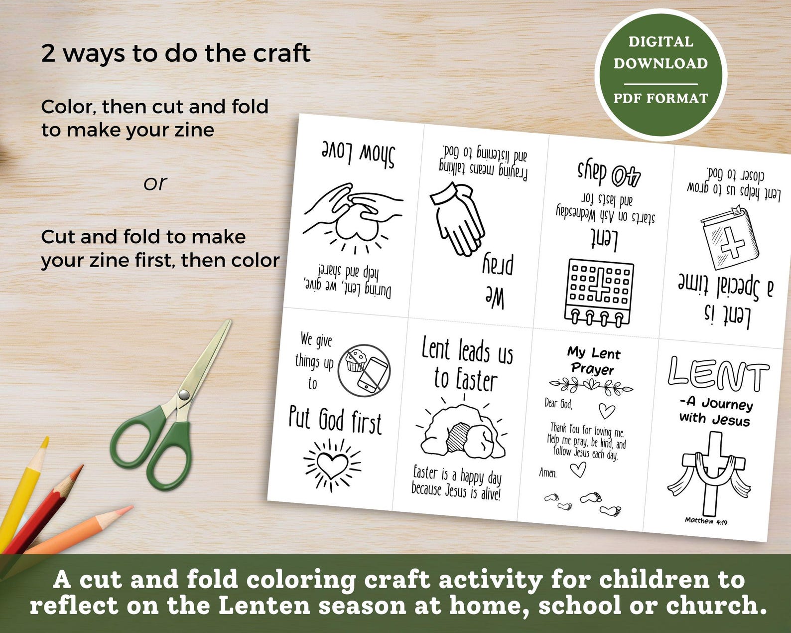 Lent Craft for Kids, Lent Coloring Mini Book Printable, Lent Sunday ...