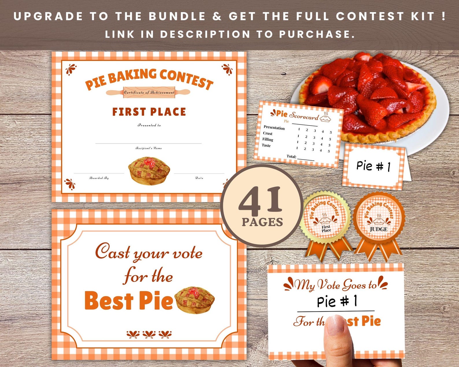 Pie Tasting Scorecard, Pie Bakeoff Score Card, Pie Score Sheet, Pie ...