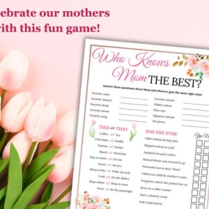 Editable Who Knows Mom Best Mothers Day Brunch Games, All About My Mom ...