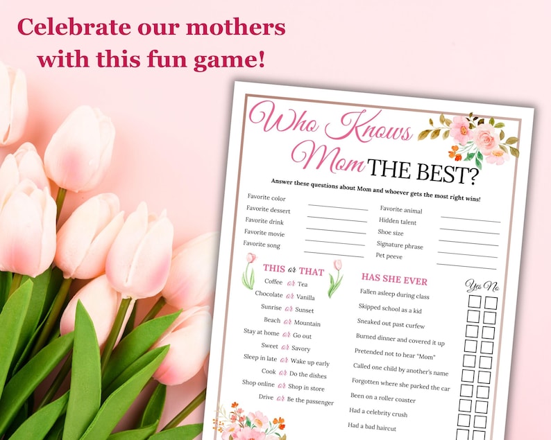 Editable Who Knows Mom Best Mothers Day Brunch Games, All About My Mom ...