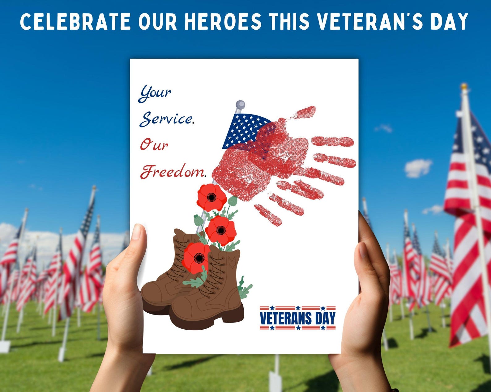 Veterans Day Handprint Craft for Kids, Thank You Veterans Day Craft ...