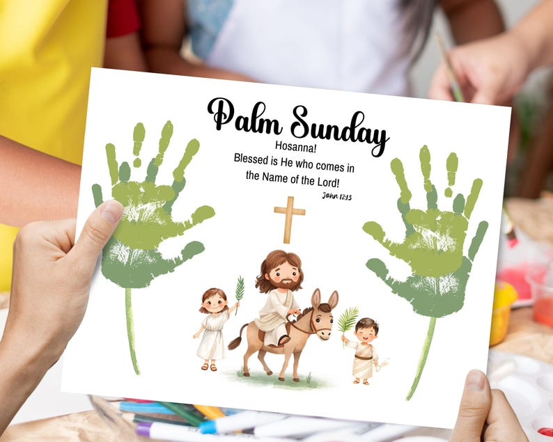 Palm Sunday Handprint Craft, Holy Week Craft for Kids, Easter Handprint ...