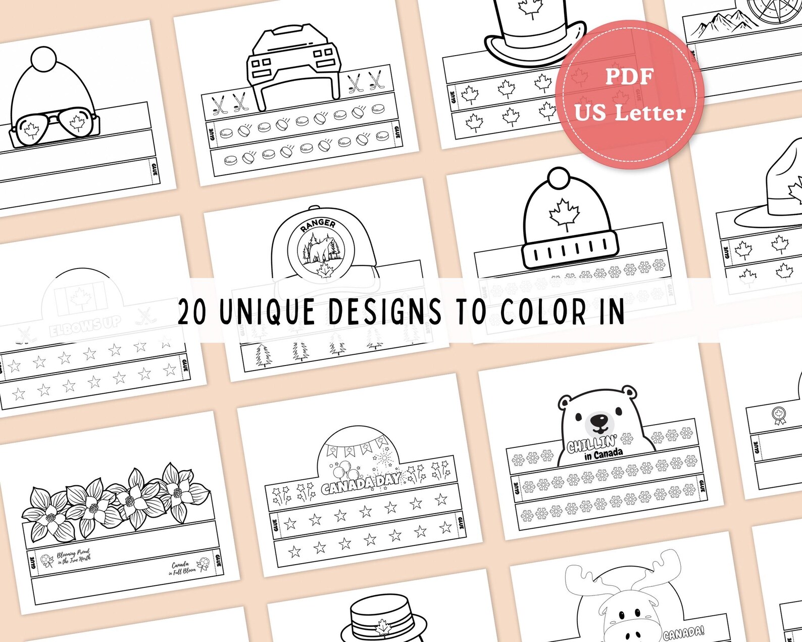 Canada Day Paper Crown Craft, Elbows up Canada Hat, Canada Day Party ...