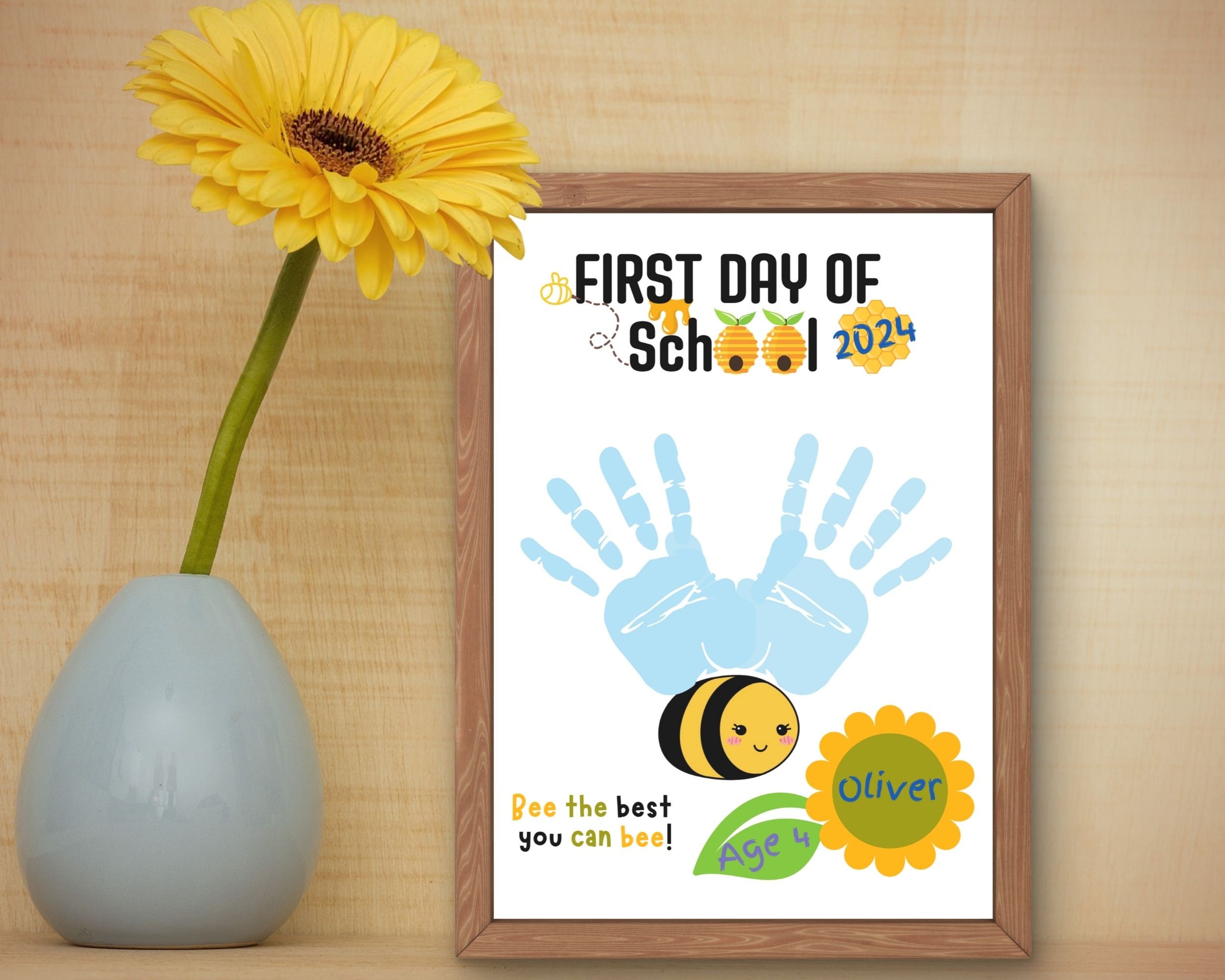First Day of School Bee Handprint Craft for Toddler, Preschool ...