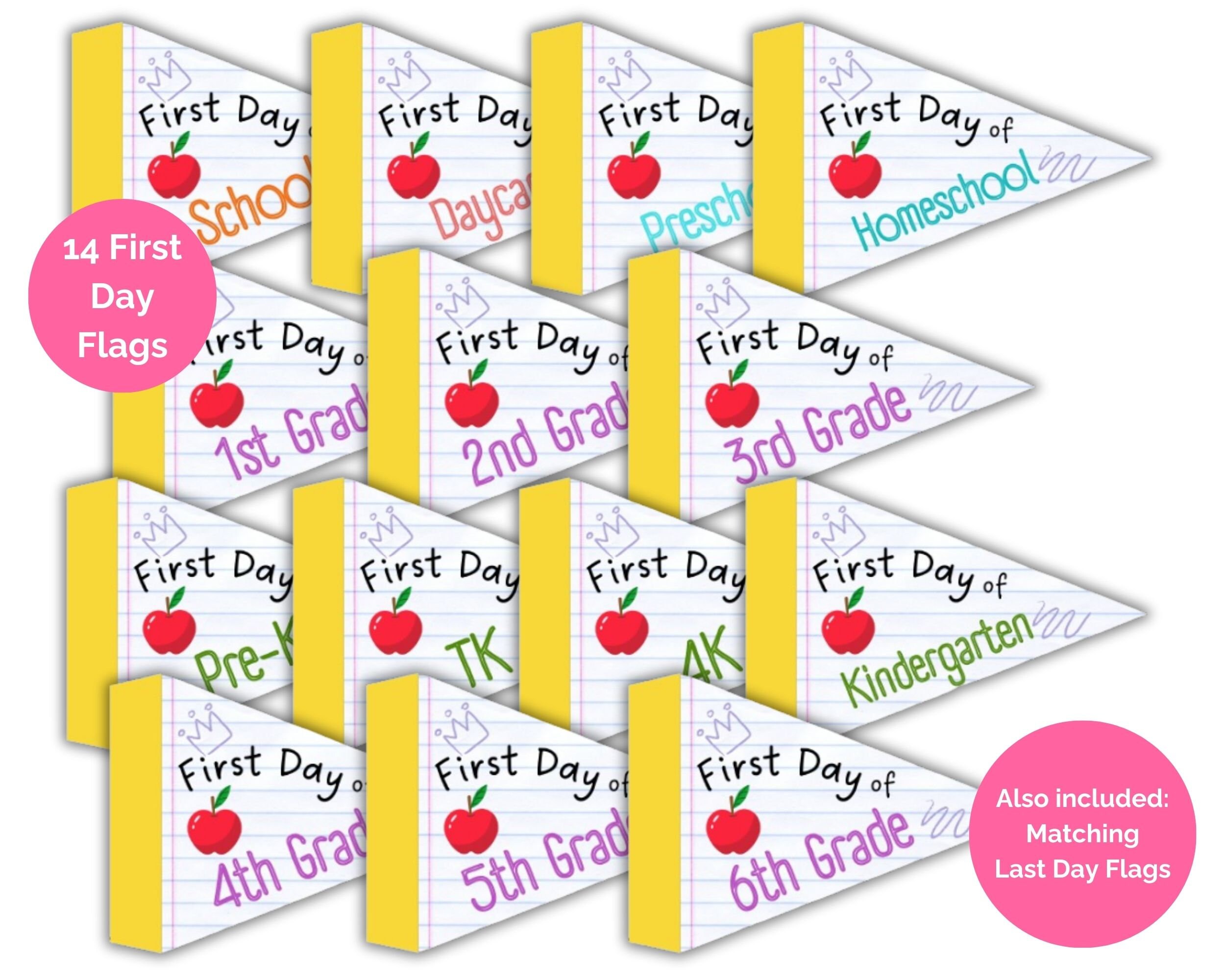 First Day of School Pennant Flag, Last Day of School Classroom Flag ...