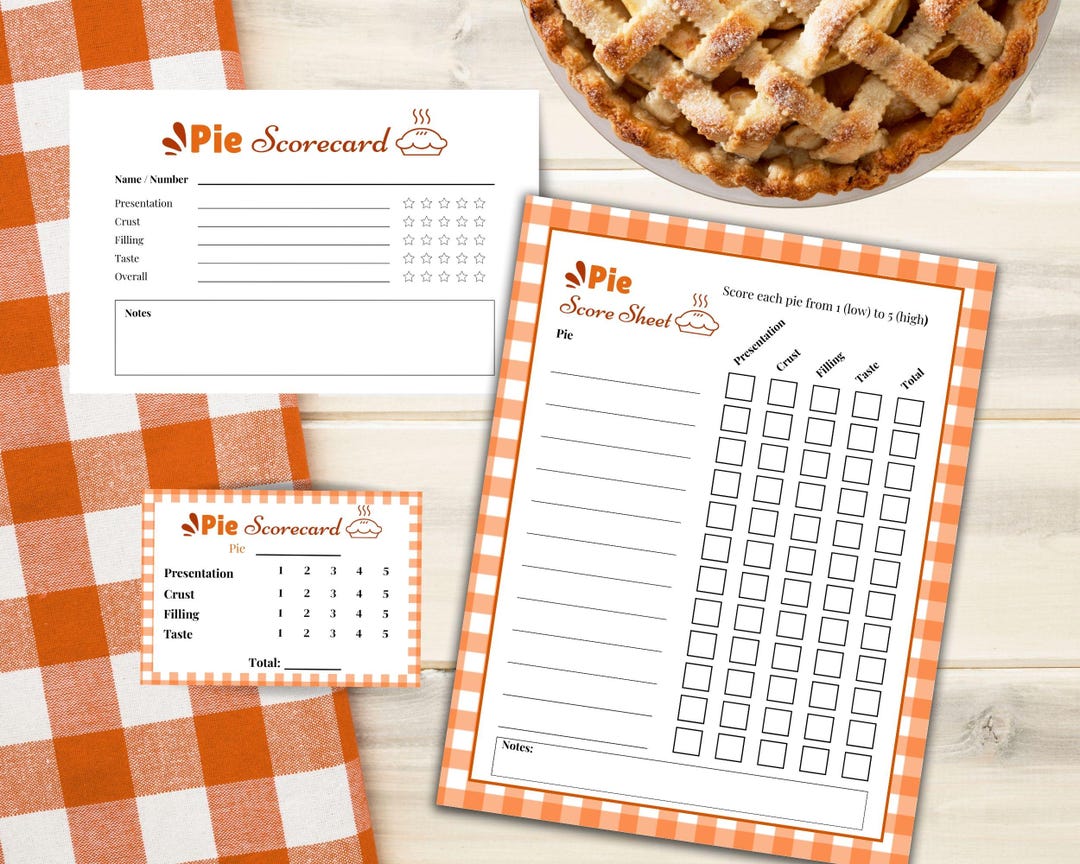 Pie Tasting Scorecard, Pie Bakeoff Score Card, Pie Score Sheet, Pie ...