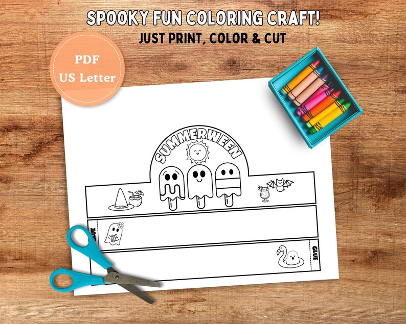 Summerween Party Paper Crown Template, Spooky Summer Coloring Pages ...