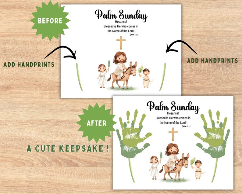 Palm Sunday Handprint Craft, Holy Week Craft for Kids, Easter Handprint ...