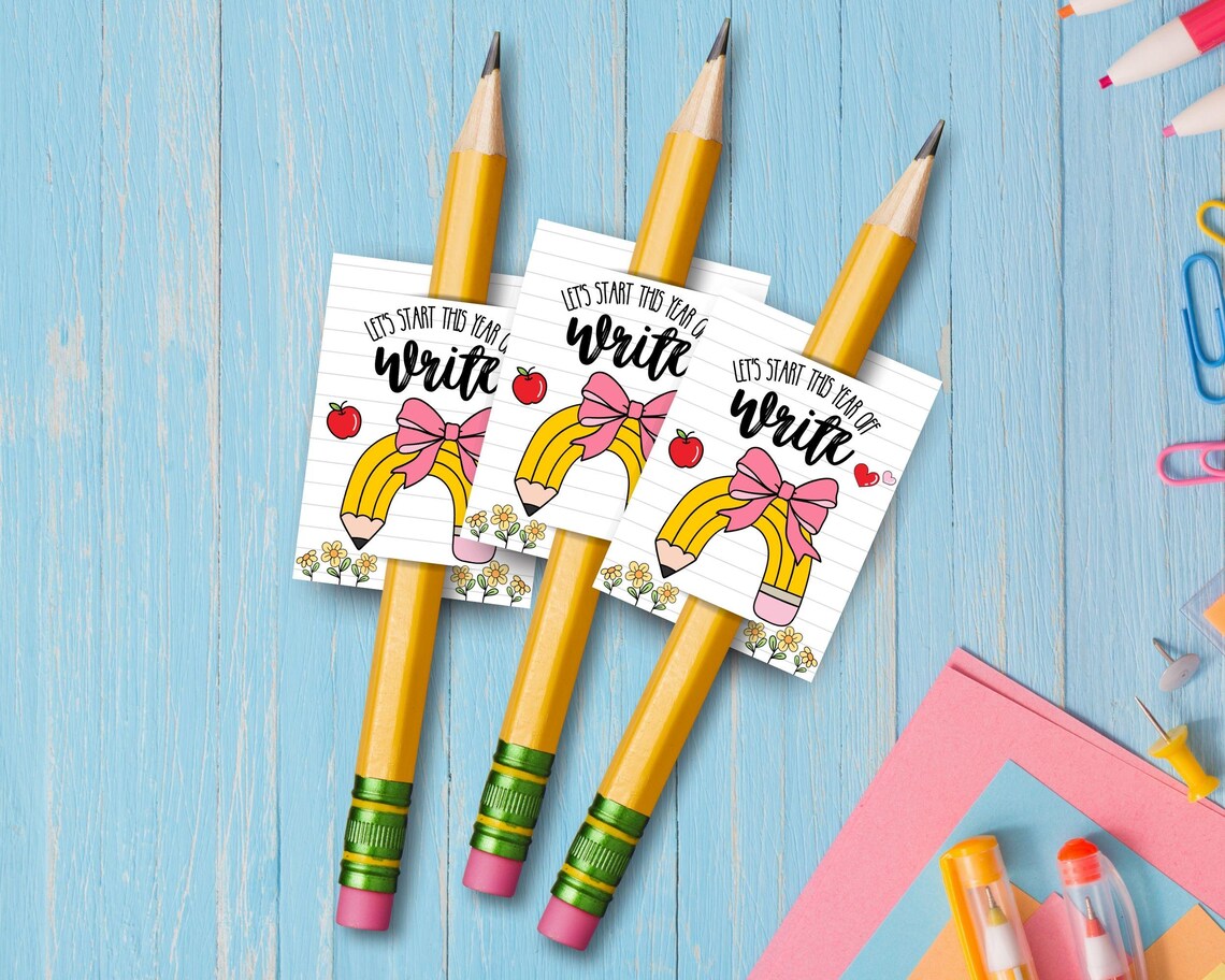 Back to School Pencil Holder Gift Tag, Happy First Day of School Pencil ...