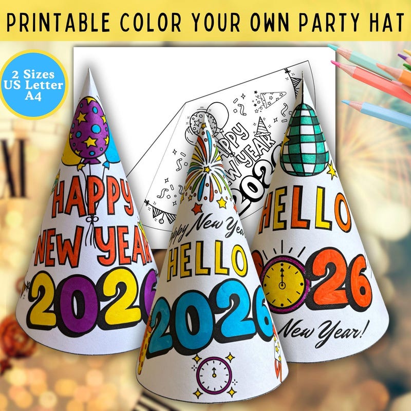 New Years Eve Color Page - Etsy