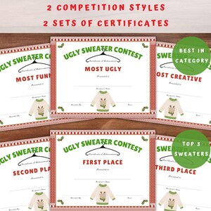 Ugly Christmas Sweater Contest Printable Awards, Christmas Award ...