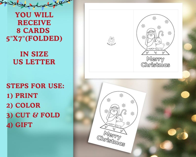 Cartes à colorier pour Noël, Cartes à colorier Nativité, Carte de Noël ...