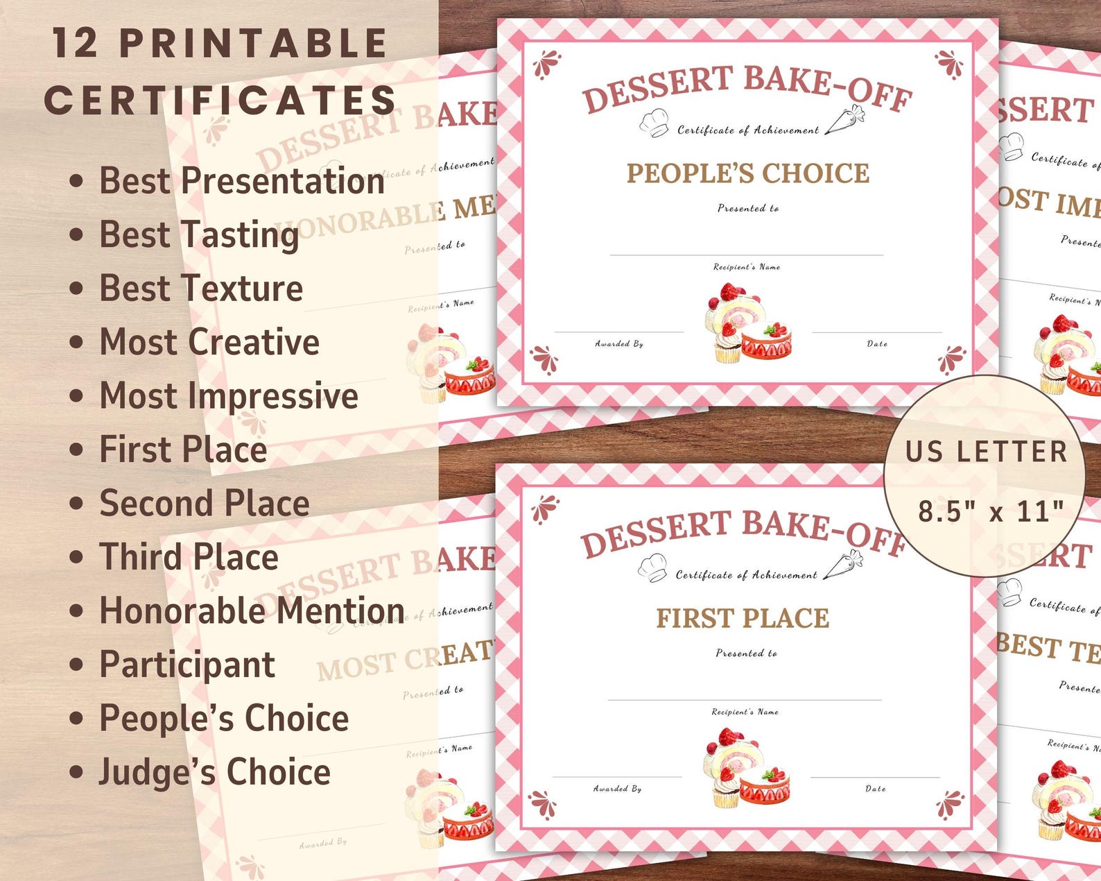 Dessert Bake off Contest Best Dessert Award Certificate, Dessert Baking ...