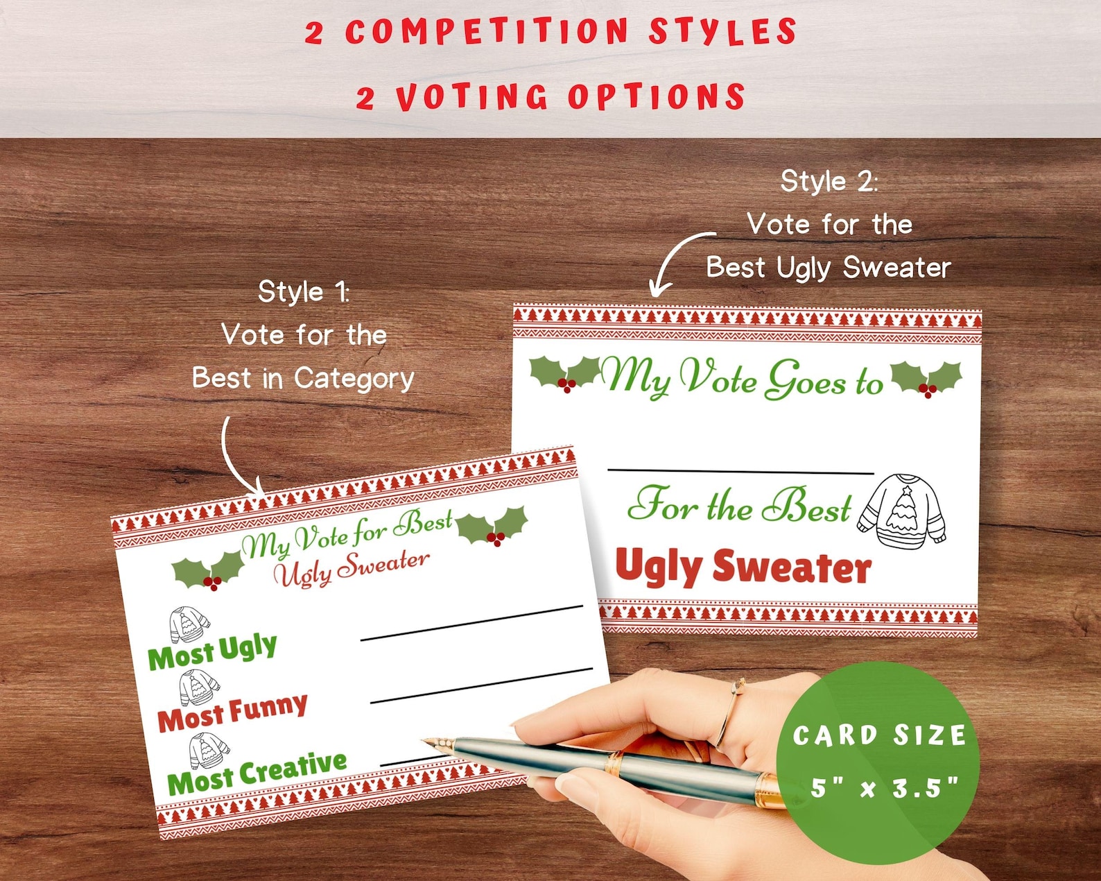 Ugly Christmas Sweater Contest Printable Awards, Christmas Award ...