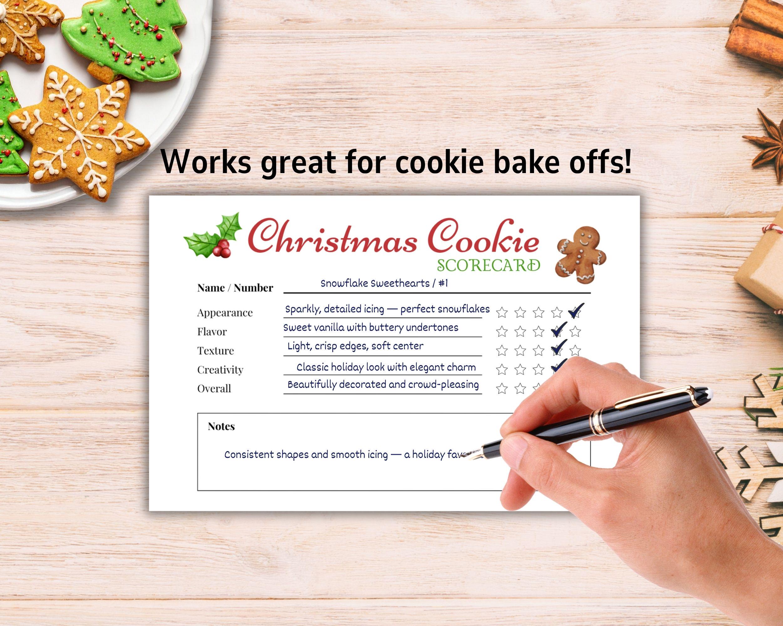 Cookie Bake off Score Cards, Cookie Decorating Contest, Christmas ...