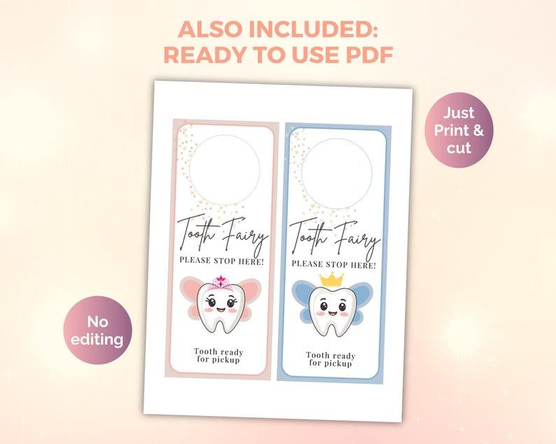 Editable Tooth Fairy Door Hanger Template, DIY Door Hanger, Please Stop ...