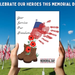 Memorial Day Handprint Craft, Patriotic Kids Memorial Day Craft ...