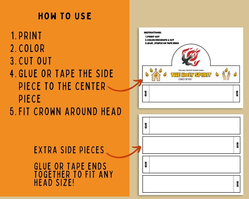 Pentecost Craft Printable Crown, Bible Craft for Kids, Sunday School ...