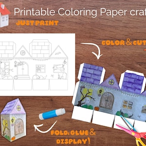 Haunted House Papercraft, 3D Paper House Template, Spooky Paper Houses ...