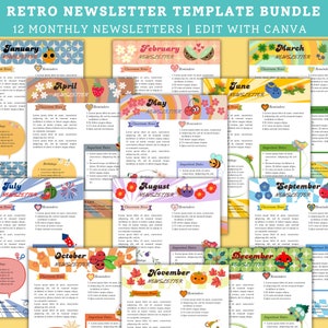 Groovy Teacher Newsletter Template Bundle, Editable Retro Newsletter ...