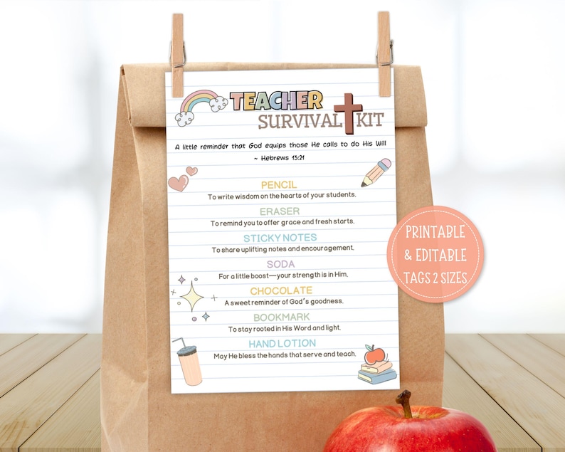 Christian Teacher Survival Kit, Gods Back to School Survival Kit Tags ...