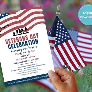 Editable Veterans Day Event Flyer, Animated Invitation Party Template ...