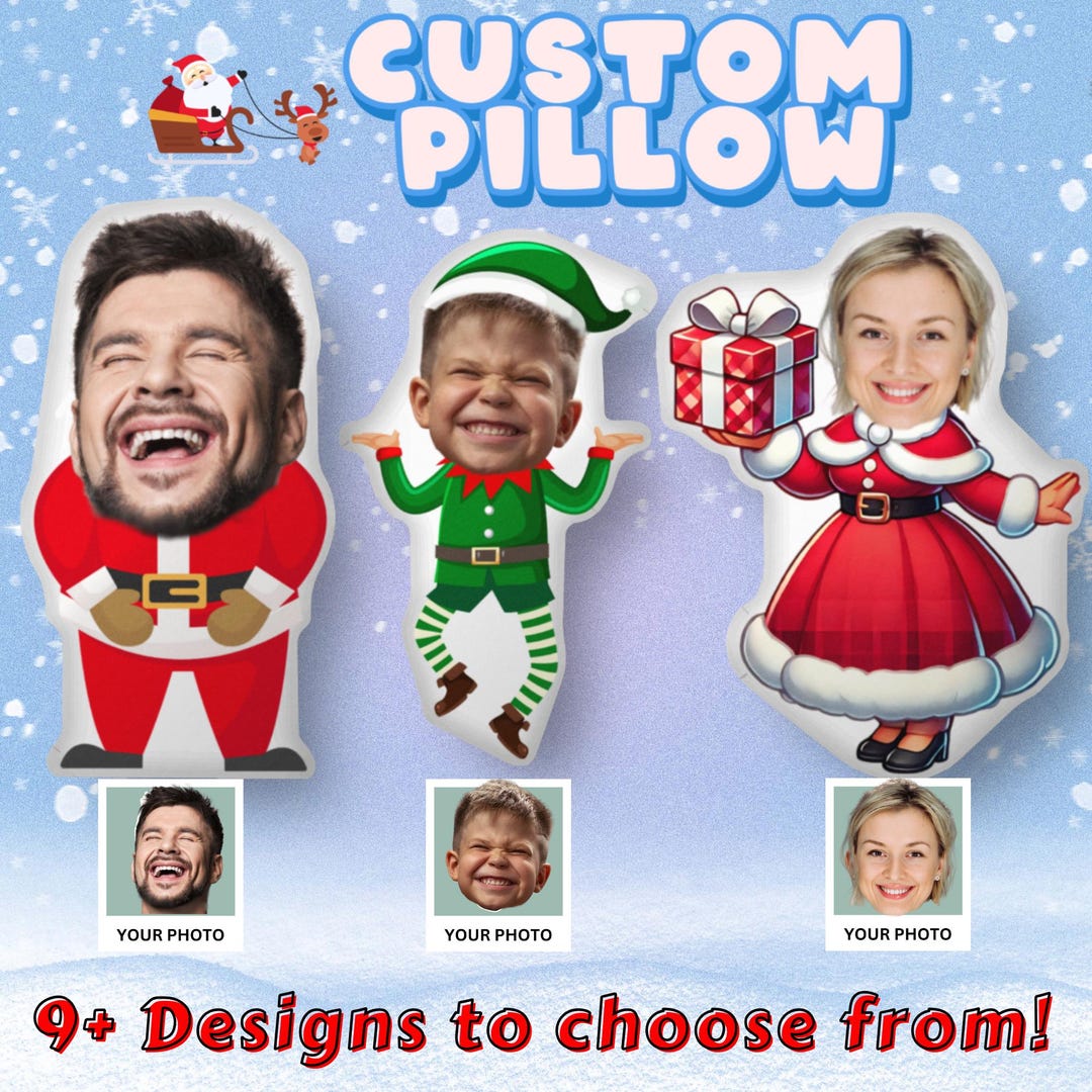 Custom Personalized Christmas Character Pillows With Your Face – Choose ...