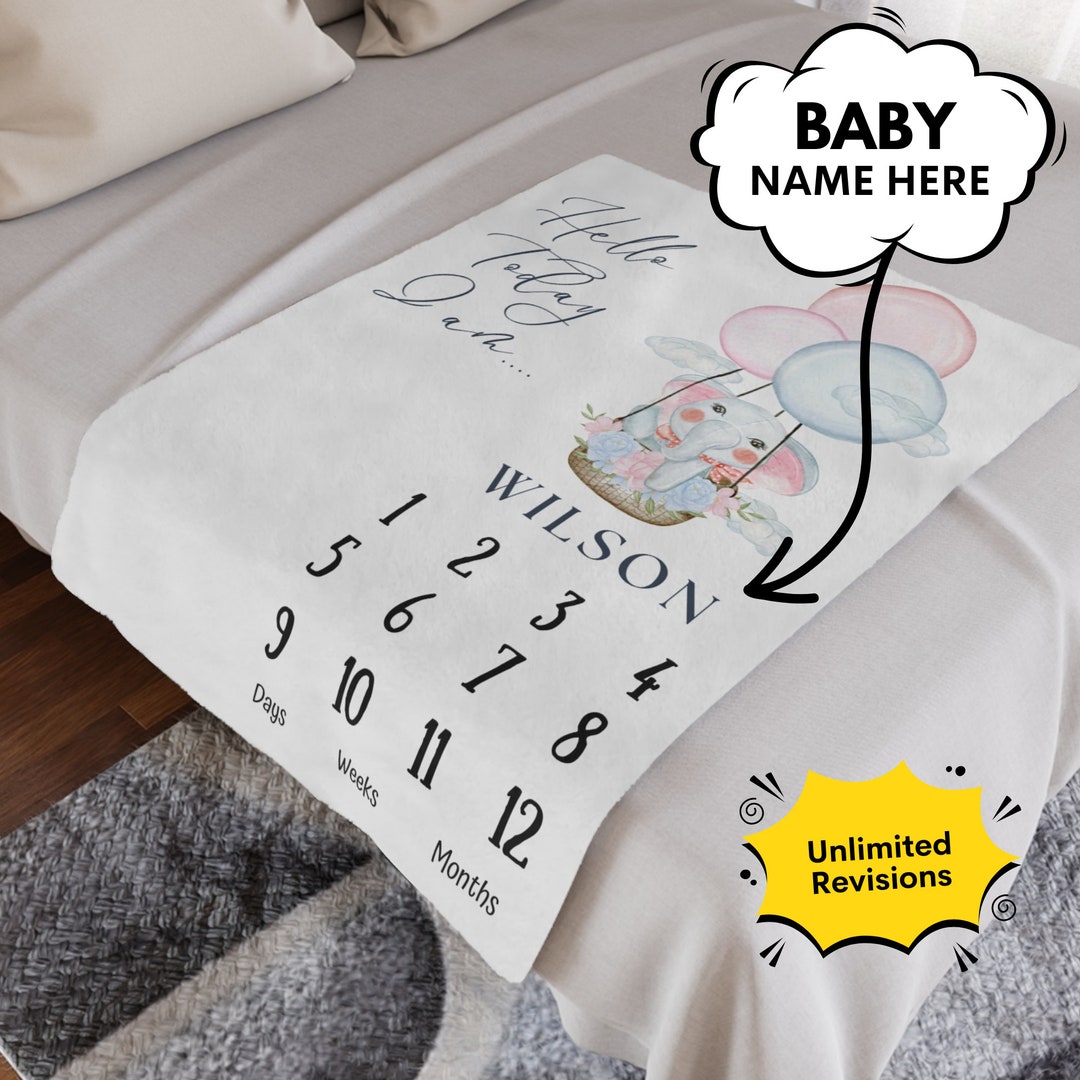 Custom Baby Milestone With Name, for DIY Baby Photoshoot Blanket ...
