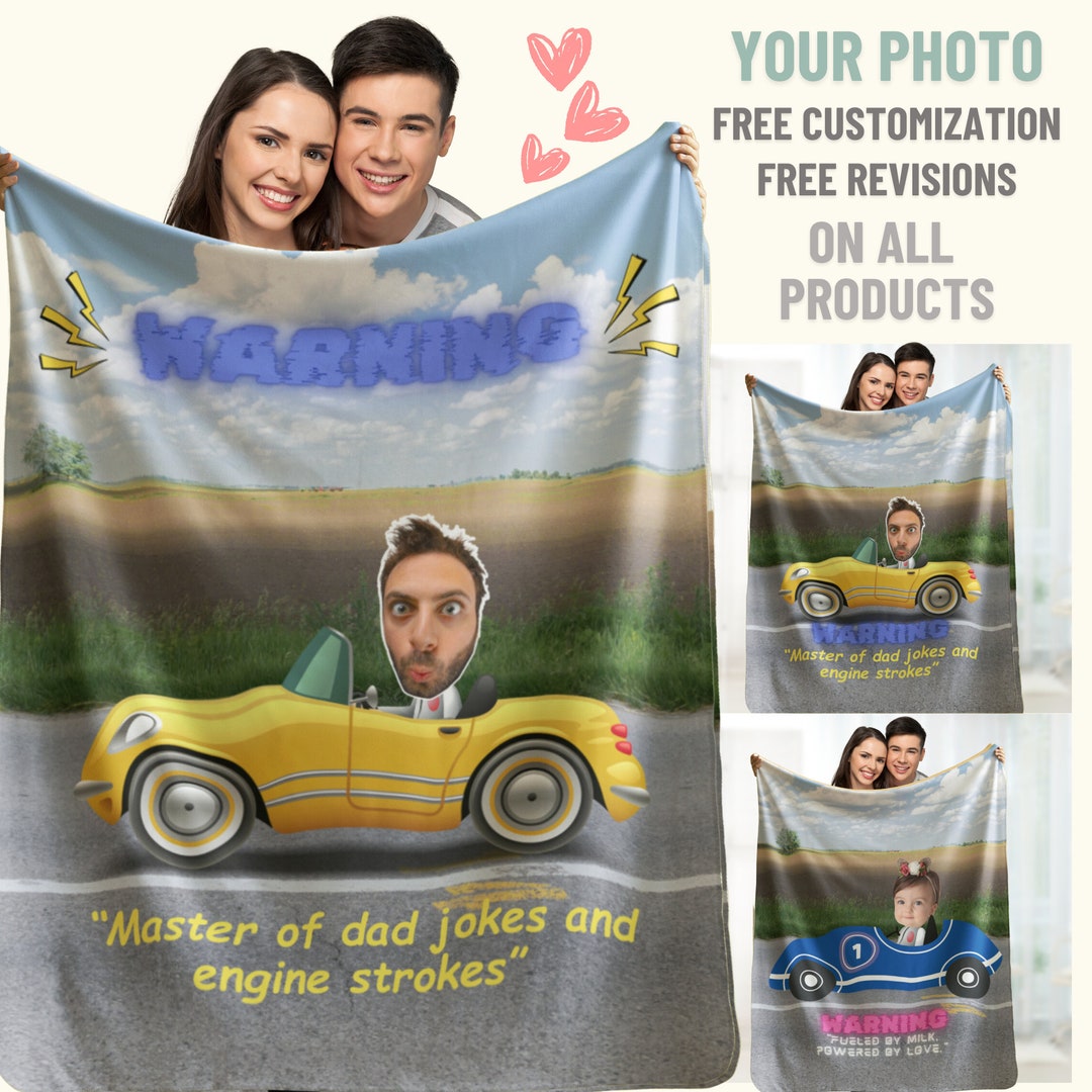 Custom Funny Dad Car Photo Blanket,personalized Dad Photo With Text ...
