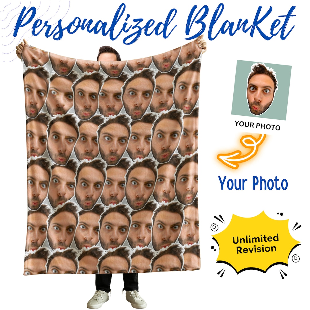 Custom Face Blanket,personalized Photo Blanket With Your Face,unique ...