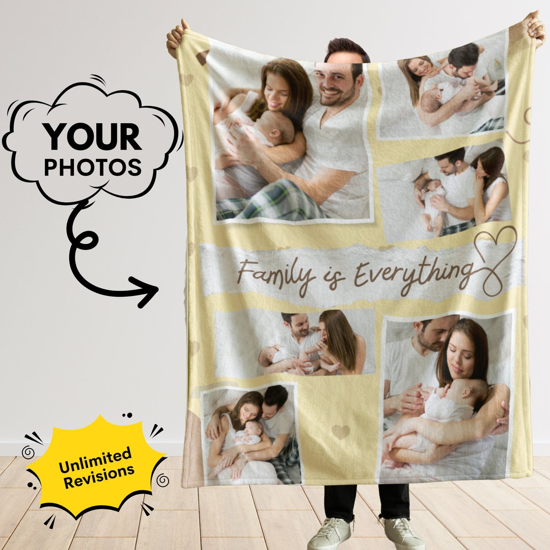 Personalized Family Photo Blanket, Custom Picture Collage Throw, Family ...
