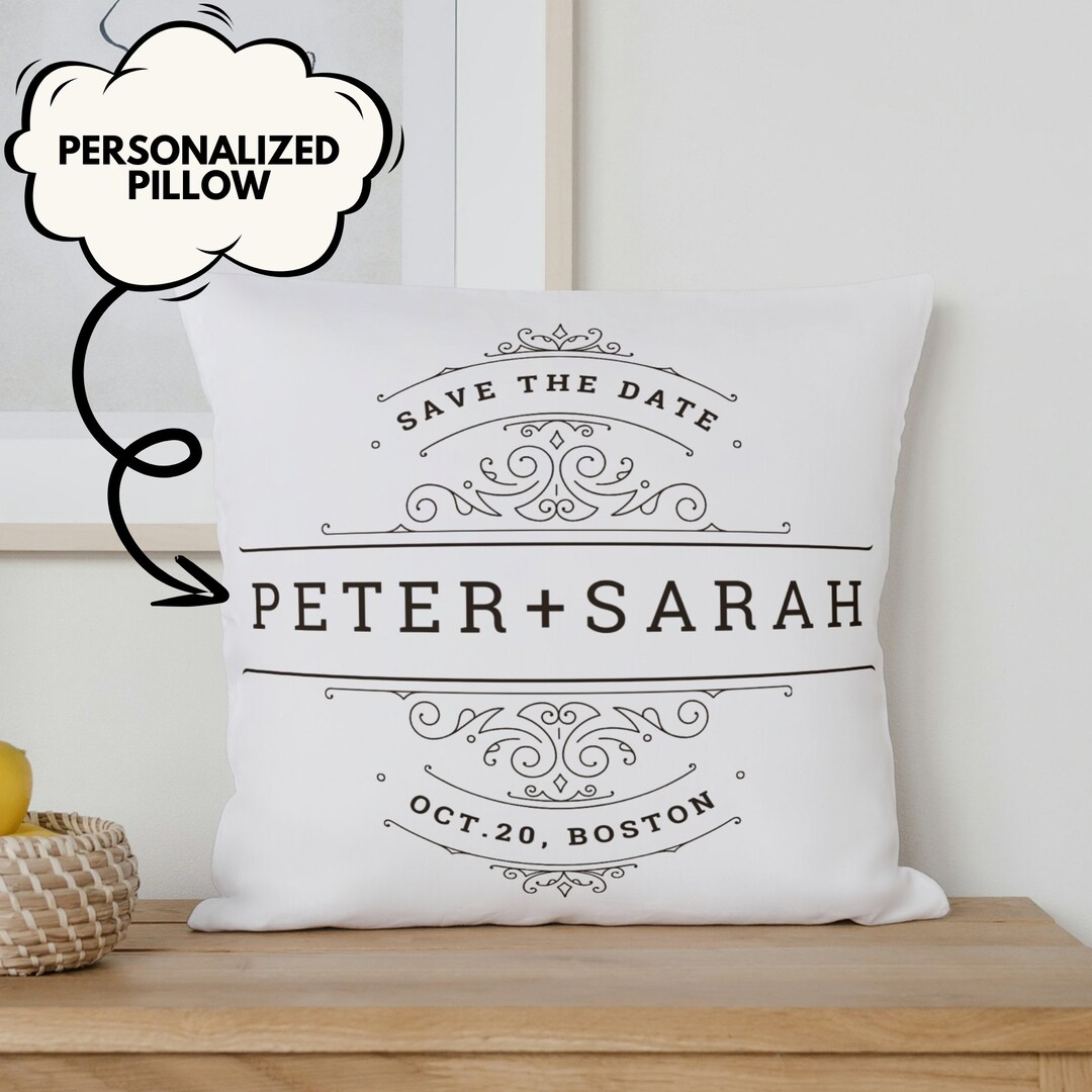 Custom Wedding Pillow W/ Name & Date, Custom Wedding Pillow, Engagement ...