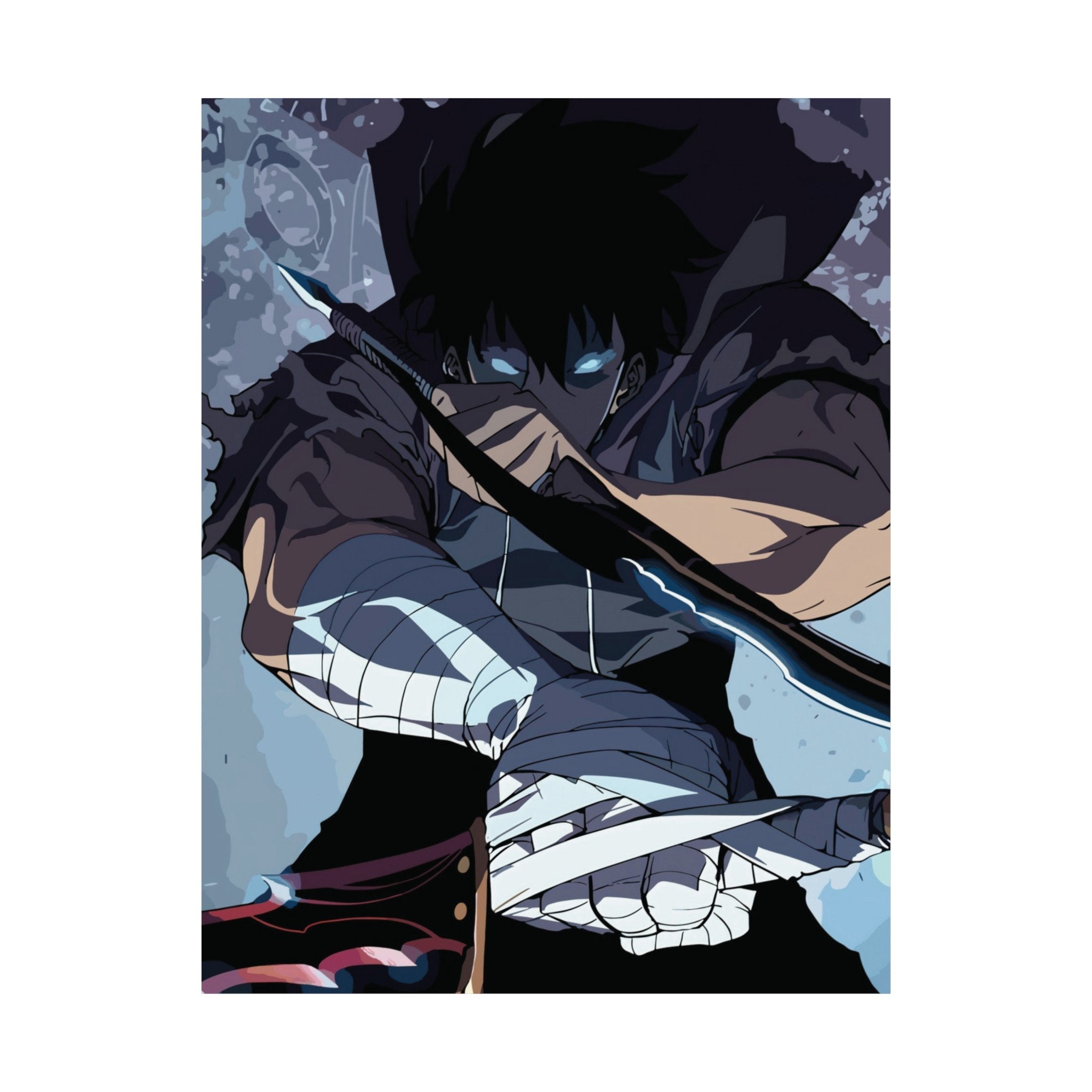 Sung Jin Woo Iconic Double Dagger Pose Poster Solo Leveling Anime ...