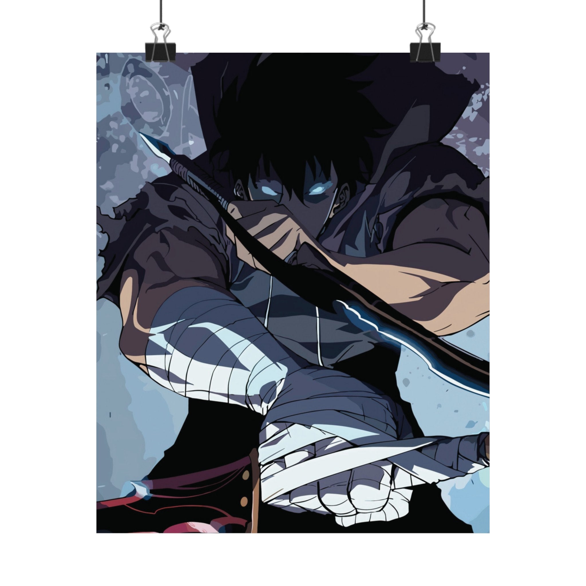 Sung Jin Woo Iconic Double Dagger Pose Poster Solo Leveling Anime ...