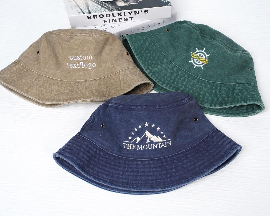 Custom Text, Logo Hats, Vintage Bucket Hats, Personalized Sun Hats ...