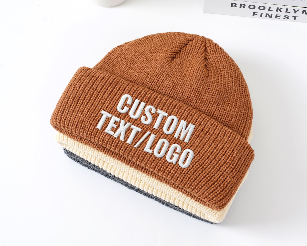 Customized Text /logo Embroidered Winter Hat, Women Knitted Hat, Unisex ...