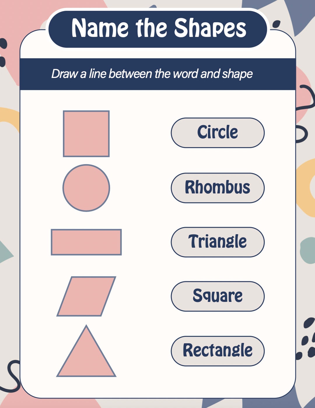 English Vietnamese Shapes Matching Worksheet - Etsy