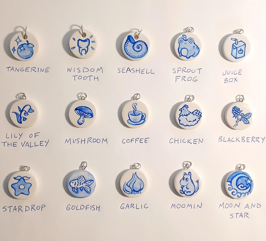 Hand-painted Faux Porcelain Charms: Blue and White Polymer Clay ...