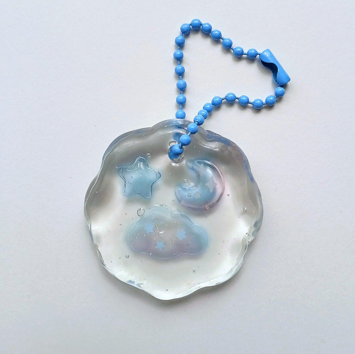 Star and Moon Handmade Resin Charm, Blue and Clear Unique Night Sky ...