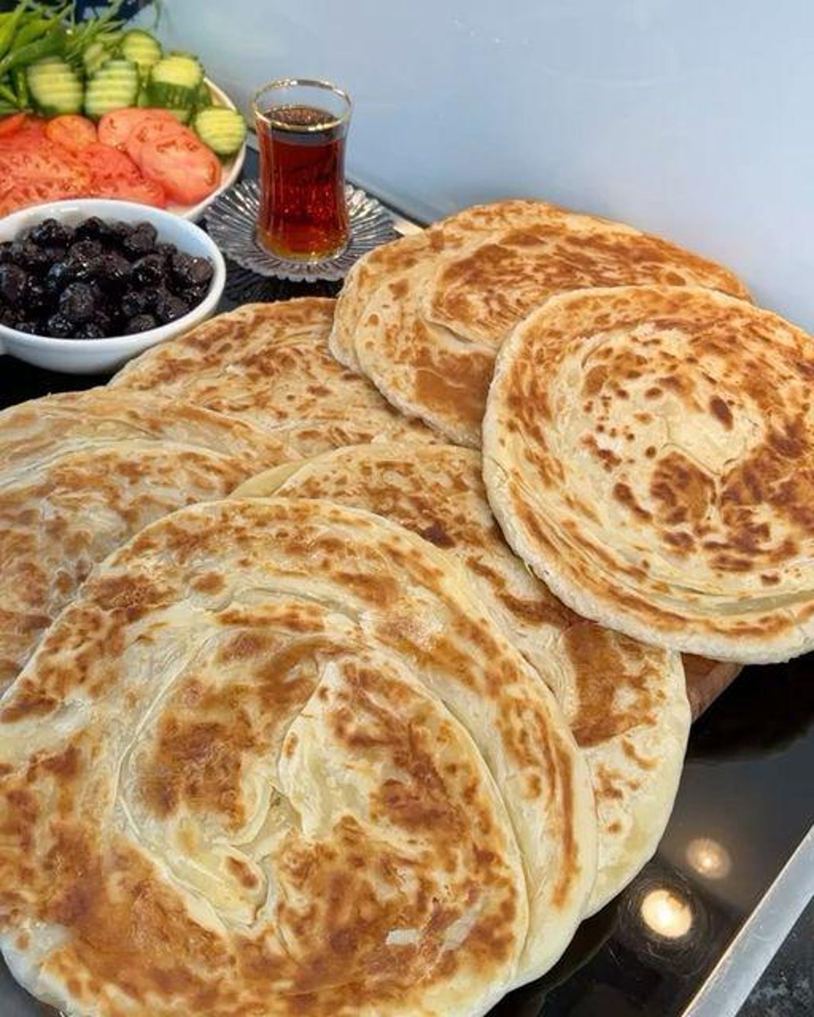 Homemade Turkish Flatbread Gozleme Anatolian Plain Gözleme Handmade ...