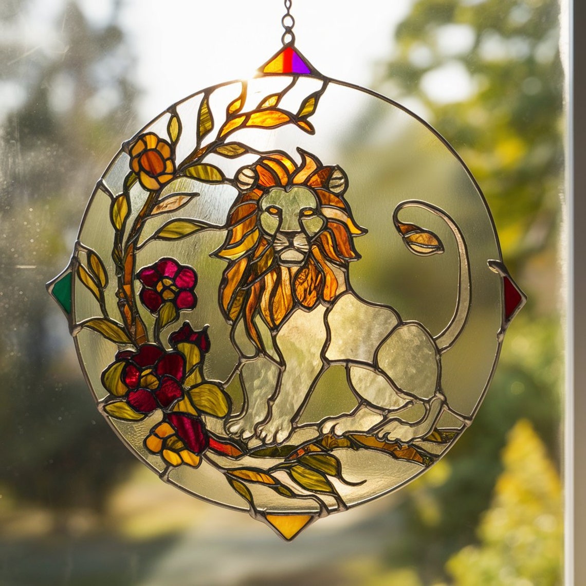 Stained Glass Lion, Stylized Art, Broken Glass, Moon Window, Mythical ...
