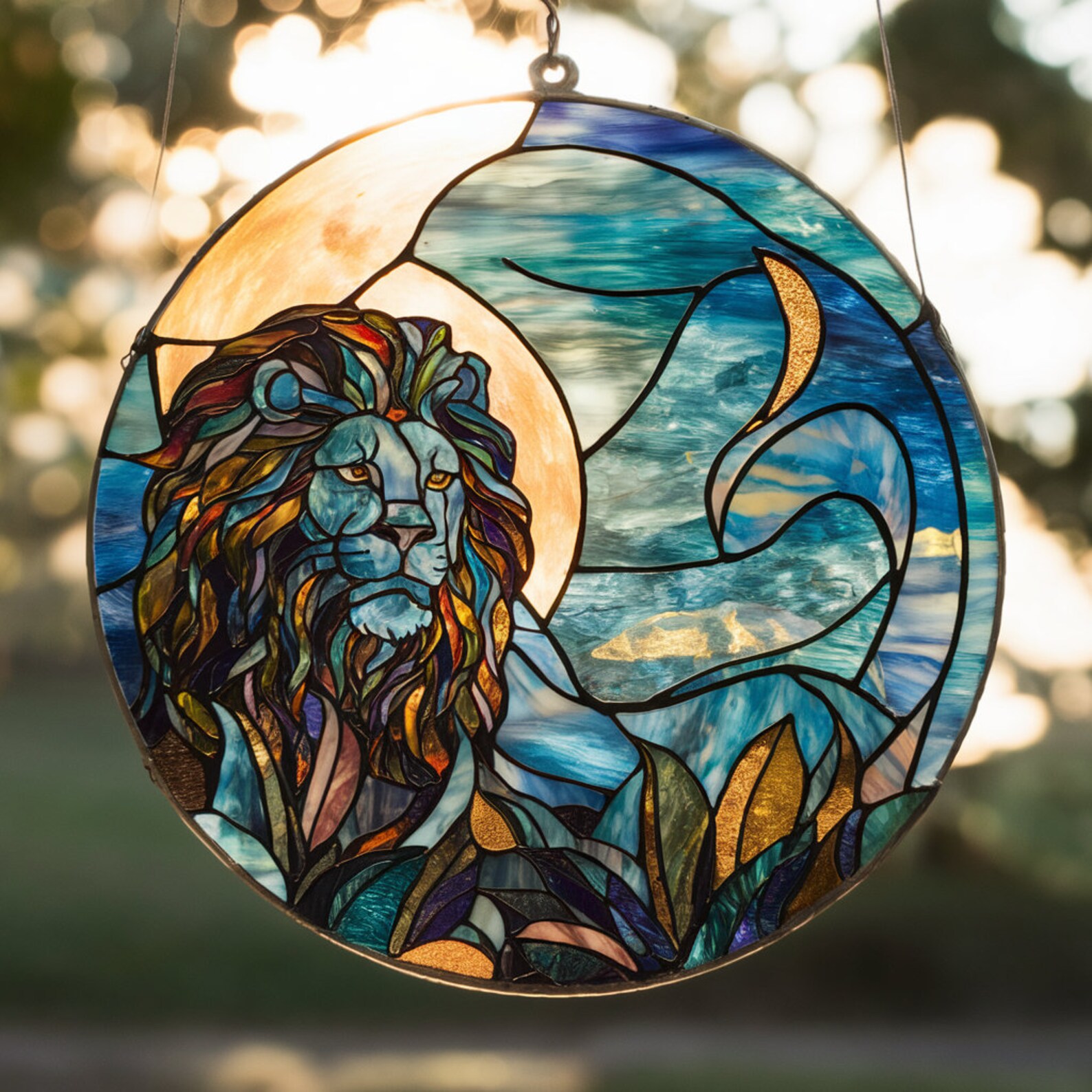 Stained Glass Lion, Stylized Art, Broken Glass, Moon Window, Mythical ...