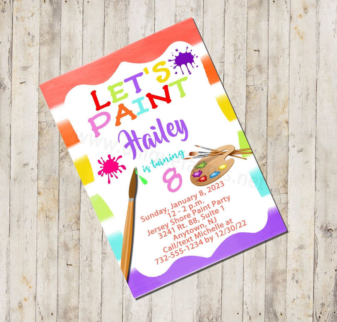 Personalized Paint Party Theme Invitation. FILE DOWNLOAD Only. DIGITAL ...